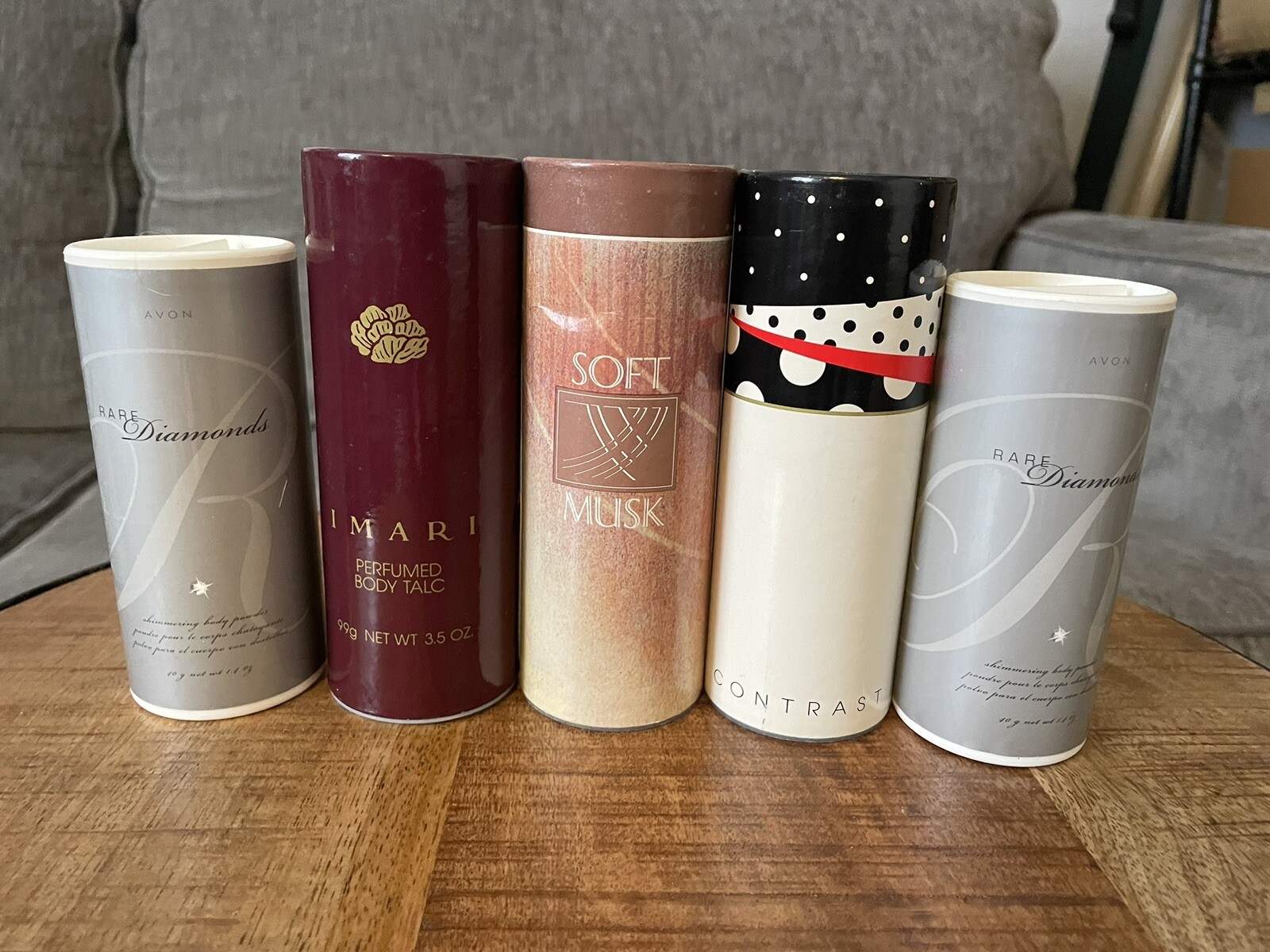 Avon VTG Body Powder Perfumed Talc LOT of 5 Imari Rare Diamonds Musk ...