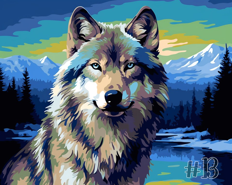 Arctic Wolf in the Cold Winter Night Printed Needlepoint Canvas | eBay