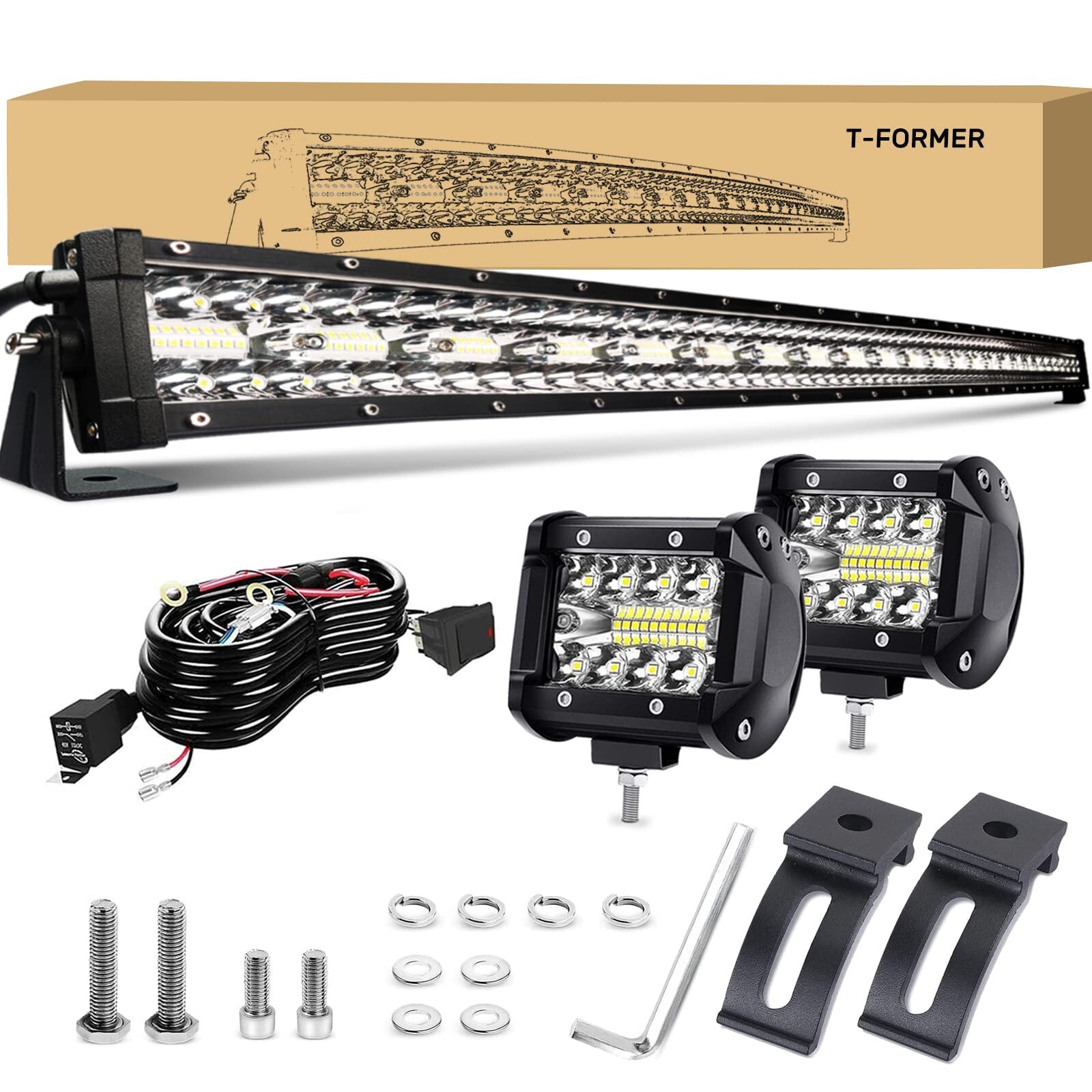 32 Inch Led Light Bar T-Former Triple Row 672W Spot Flood Combo Light ...