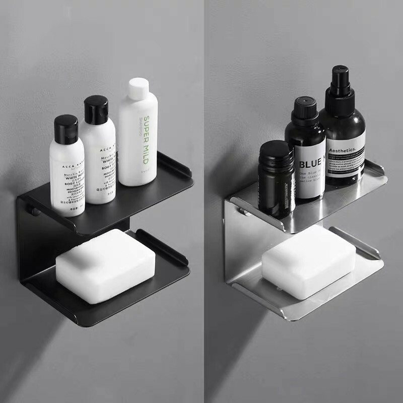 Double Layer Soap Dish Black Stainless Steel Soap Case Holder Container ...