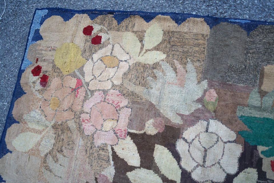 A BEAUIFUL ANTIQUE AMERICAN HOOKED RUG 7x7ft circa 1900 | eBay