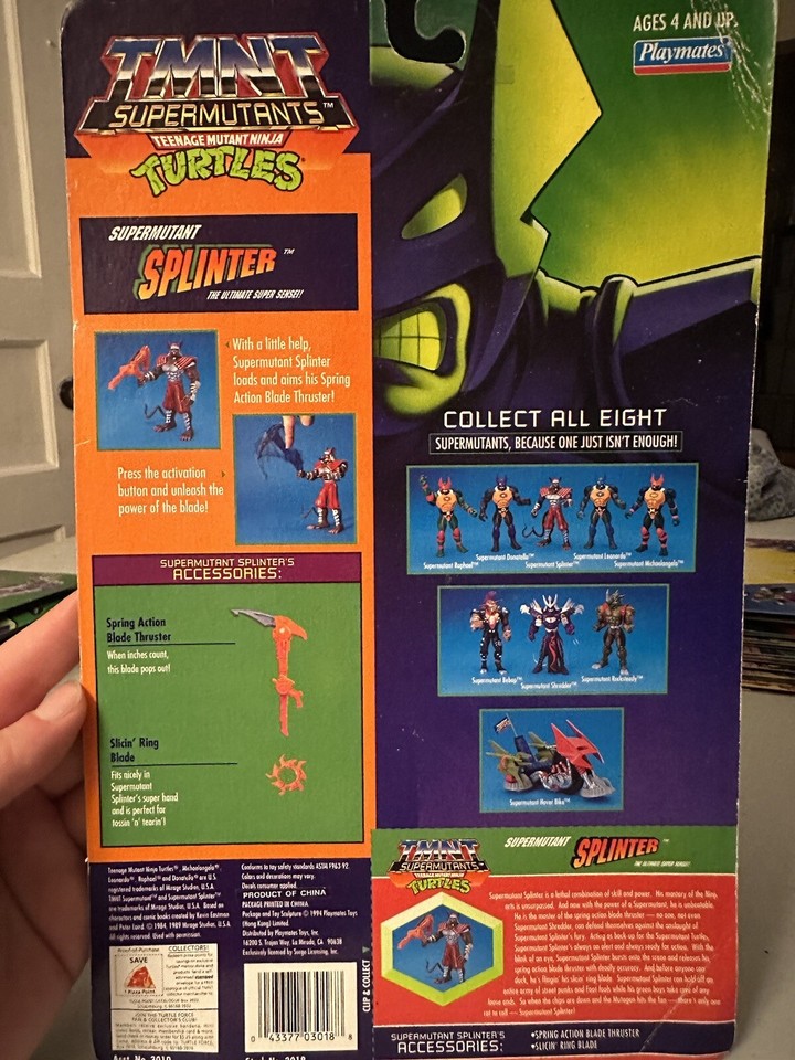 Vtg Teenage Mutant Ninja Turtles Supermutant SPLINTER Card Back ...