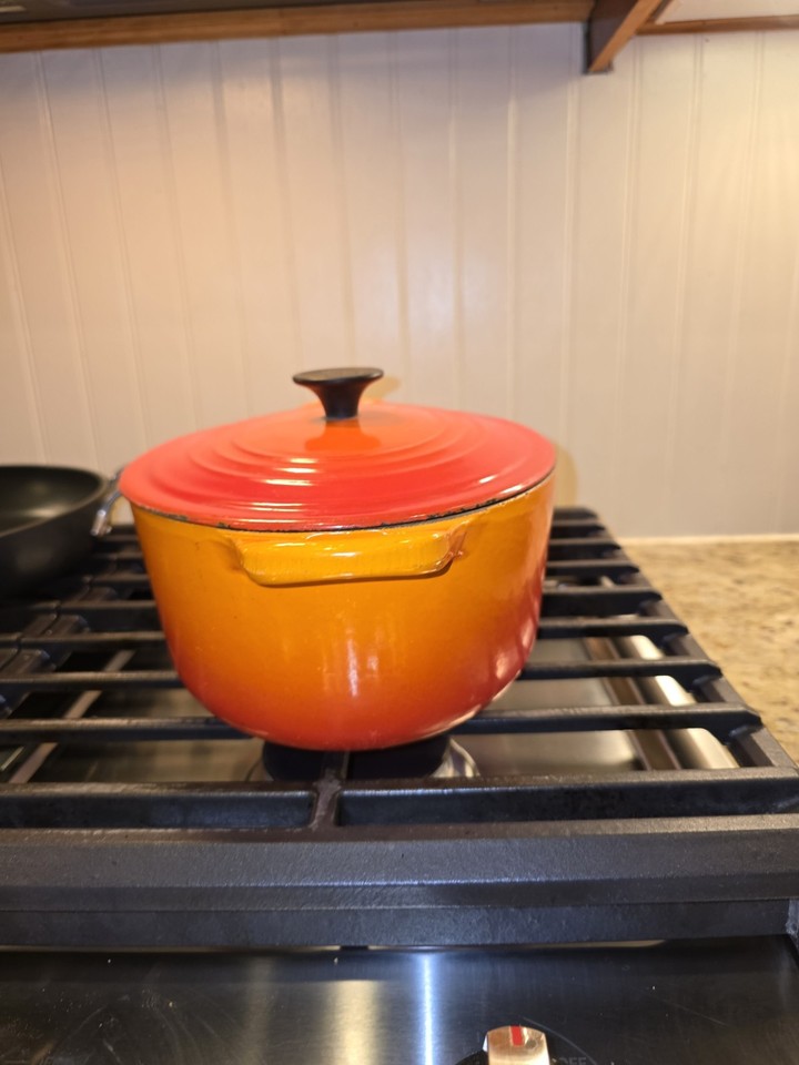 Le Creuset #25 Oval Flame Orange Pot Enameled Cast Iron Dutch Oven 3.5 ...