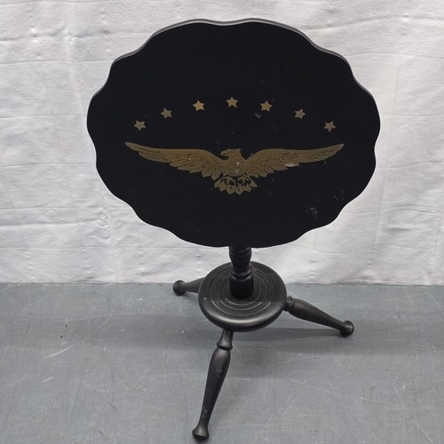 Black Scalloped Tilt Top Pedestal Wood Accent Table Eagle Design 16 ...
