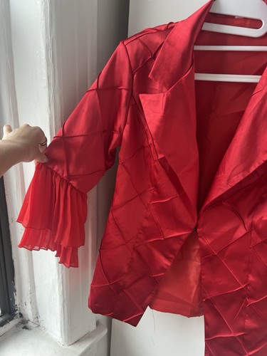 Very Unique Red Cover Up With Pleated Sleeves | eBay