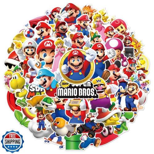 Super Mario Bros Stickers for Kids Cute Cartoon Game Laptop Stick | eBay