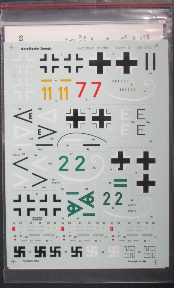 Aeromaster 1/48th Scale Butcher Birds Pt. 3 Decal Sheet No. 48-103 | eBay