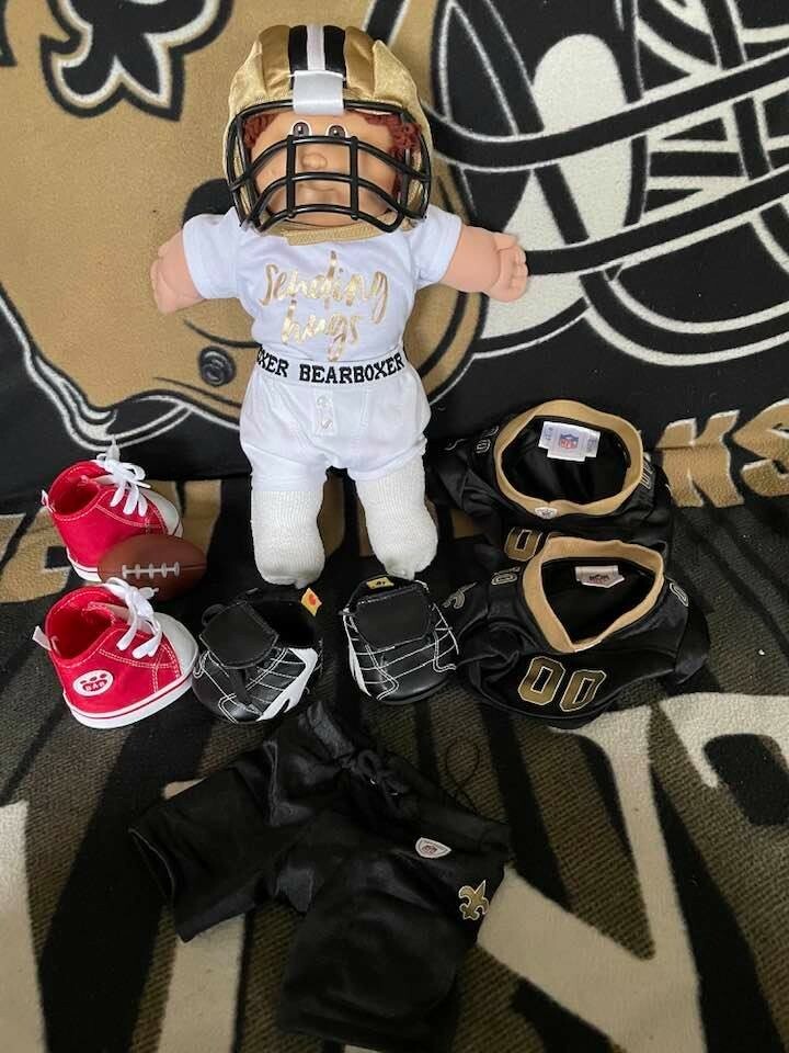 NEW ORLEANS SAINTS Build a Bear NFL uniform + CABBAGE PATCH KIDS doll ...
