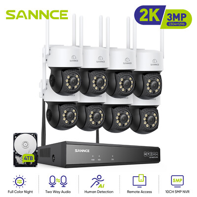 SANNCE 8MP 10CH NVR Color Wireless 3MP PT IP Security Camera System 2 ...