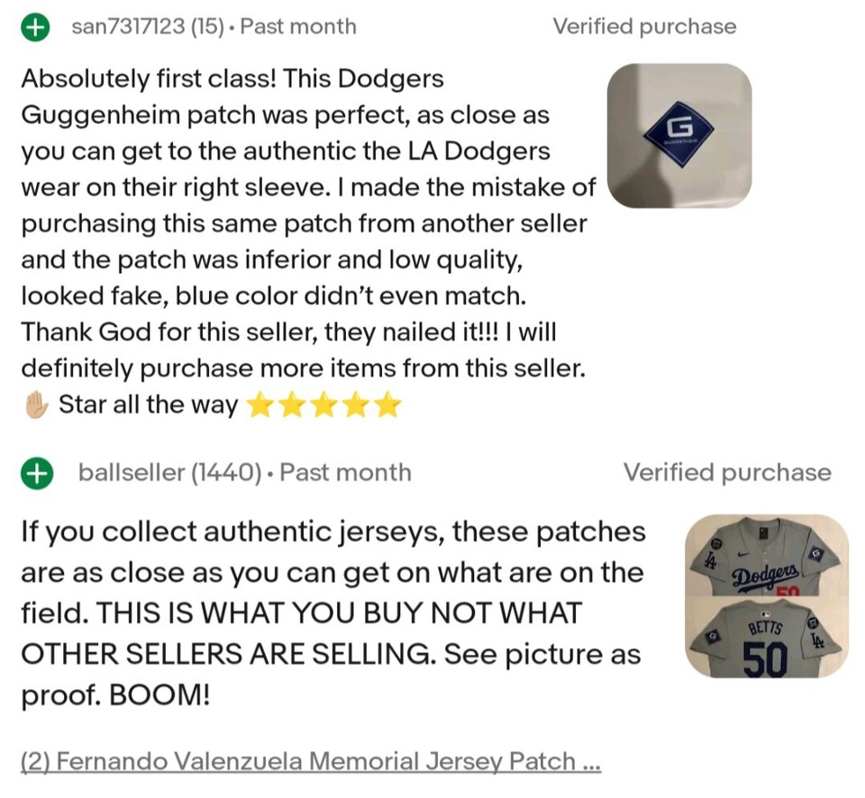(2) 2024 LA Dodgers Fernando Valenzuela Memorial Jersey Patch ...