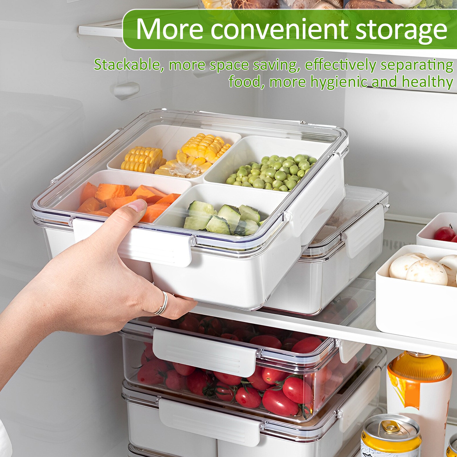 Round Plastic Divided Serving Tray with Lid 4/5 Dishes Storage ...