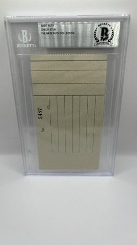 BABE RUTH-CHECK STUB Beckett Authentic "THE BABE RUTH COLLECTION" BGS ...