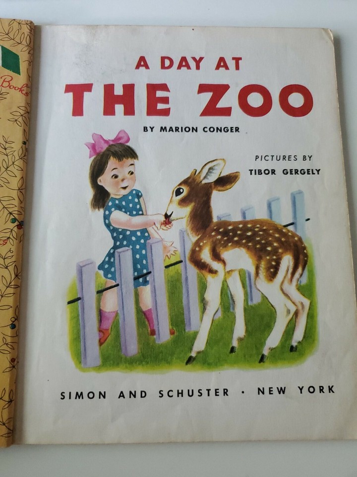 1950 "A DAY AT THE ZOO" LITTLE GOLDEN BOOK 1st ED "B" TIBOR GERGELY ...