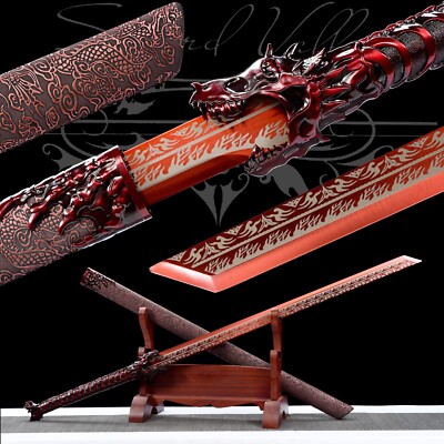 110cm Handmade Katana/Dragon Sword/Red Blade/Manganese Steel ...
