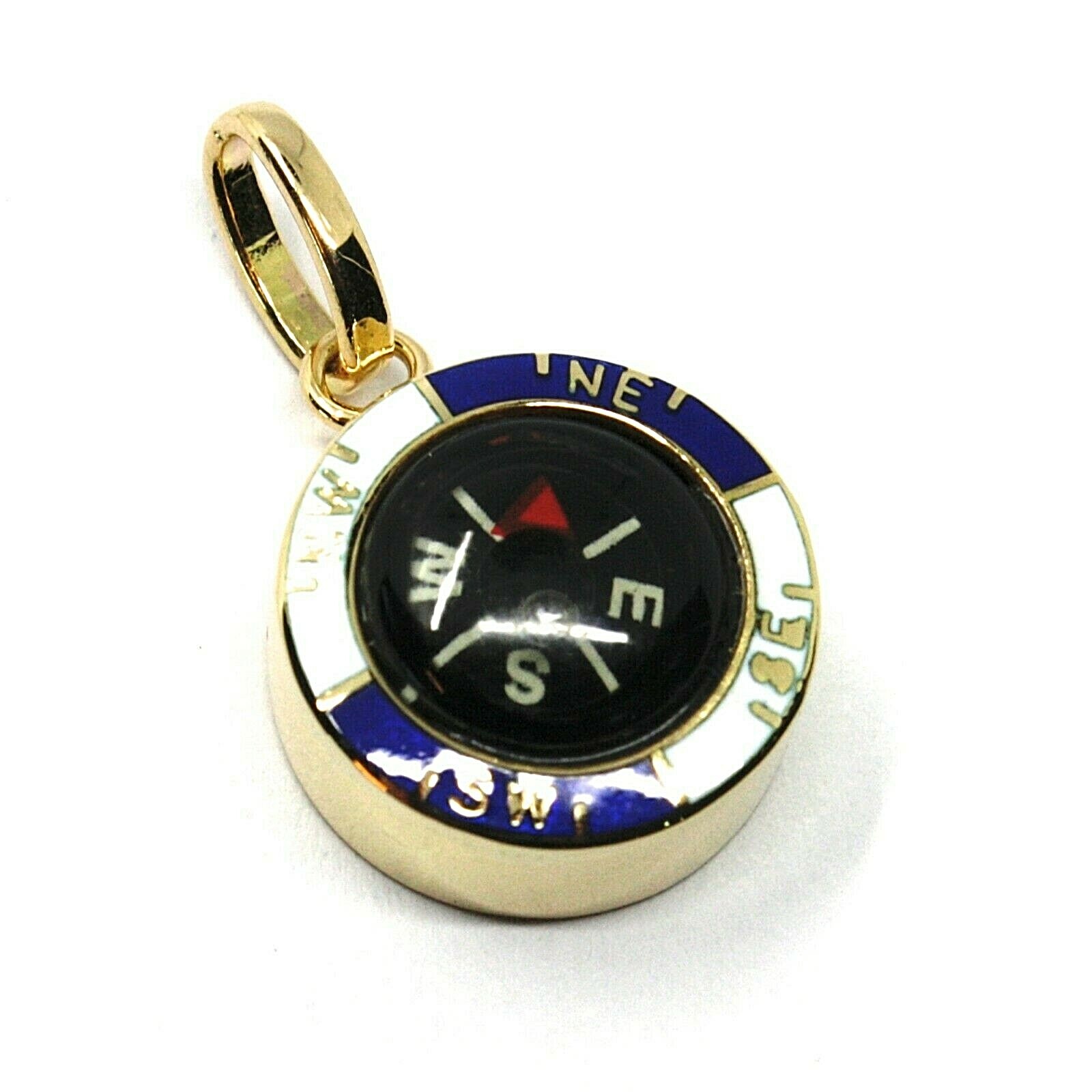 18K YELLOW GOLD WORKING COMPASS PENDANT, DIAMETER 1.4 CM, 0.55", SOLID ...