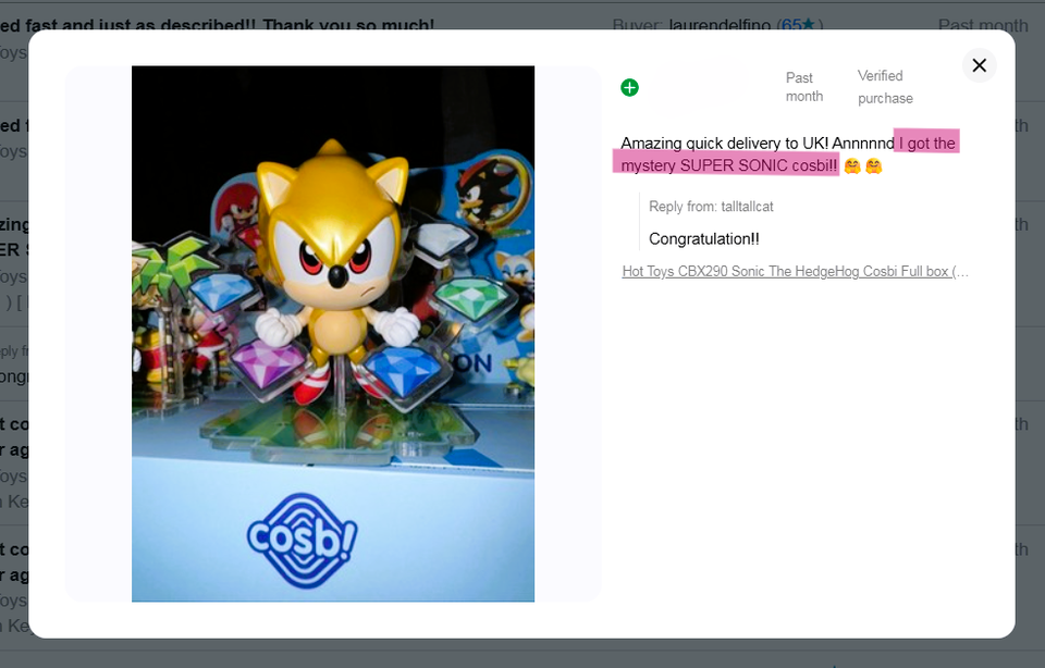 Hot Toys CBX290 Sonic The HedgeHog Cosbi Full box ( Case of 8pcs ...