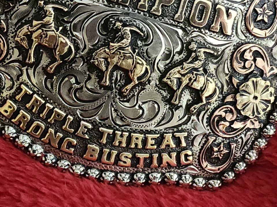 Bronc Riding X~Treme Rodeo Champion Trophy Buckle☆Triple Threat☆2024 ...
