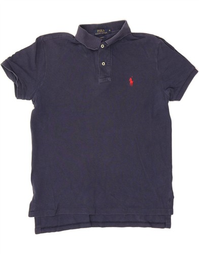 POLO RALPH LAUREN Mens Custom Fit Polo Shirt Medium Navy Blue Cotton ...