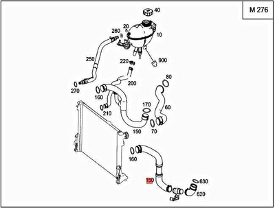 Genuine MERCEDES A207 C207 Coolant hose From right cooler to engine ...