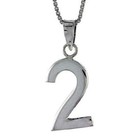 Sterling Silver Any One Number Pendant from 0 to 24 w/ 18" Italian Box ...