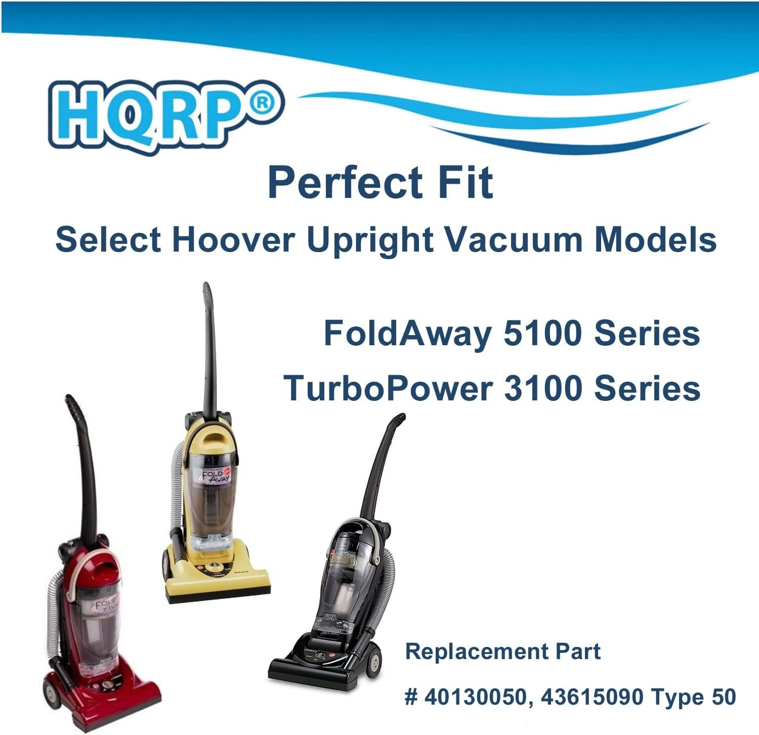 2x HQRP Washable Hepa Filters for Hoover TurboPower Fold Away Widepath ...