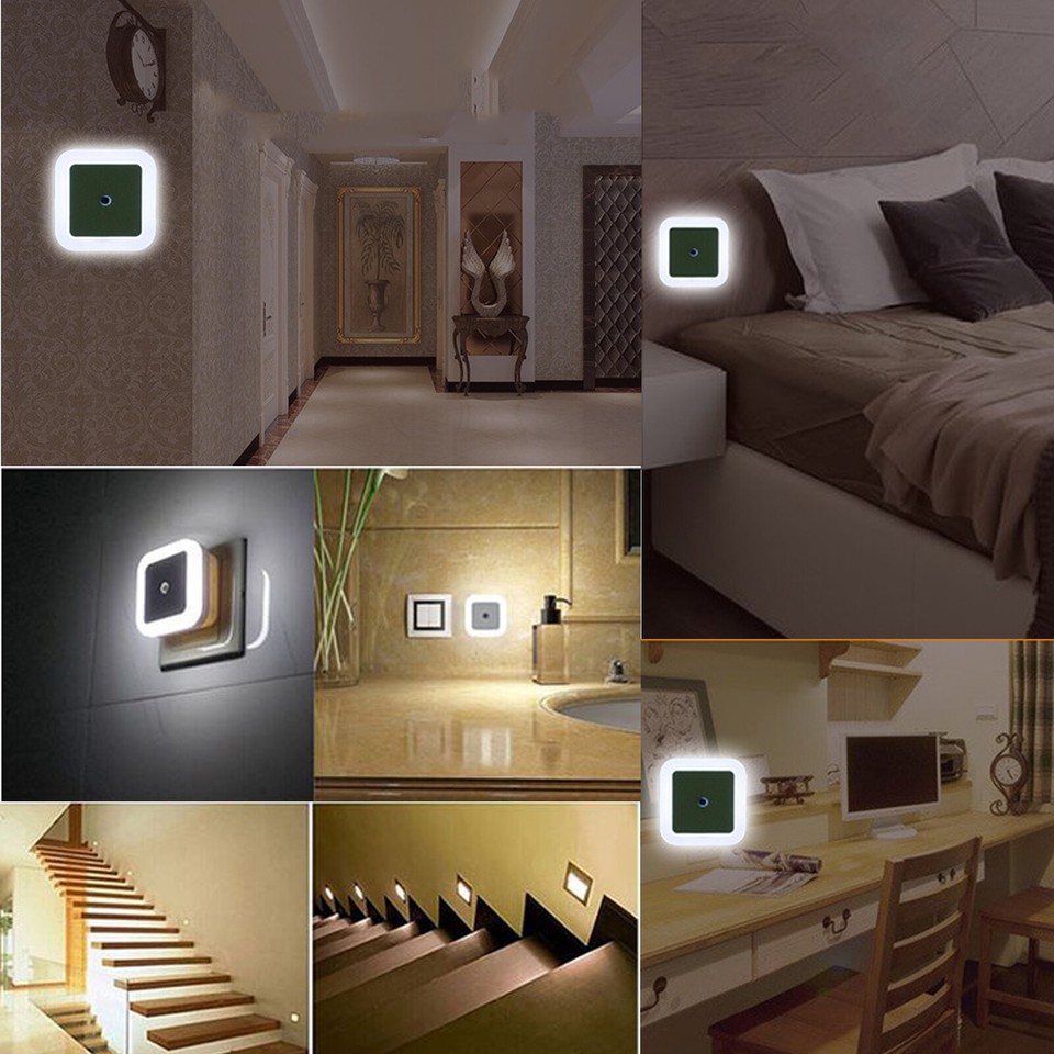 US EU Plug-in Auto Sensor Control LED Night Light Lamp for Bedroom ...