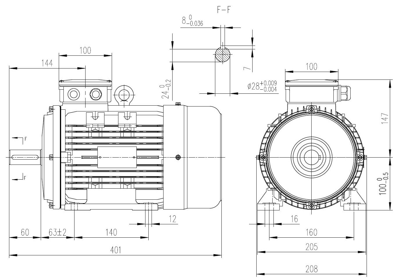 EMK Elektromotor Drehstrom 3kW 1500/min Welle 28mm 100L B3(Fuß) IE3 ...