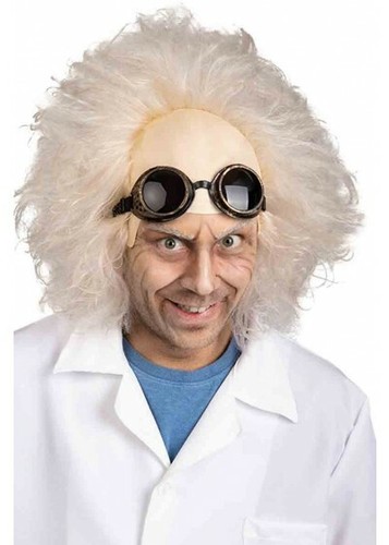 FUTURE DOCTOR EMMETT BROWN WIG AND GOGGLES CRAZY SCIENTIST FANCY DRESS ...