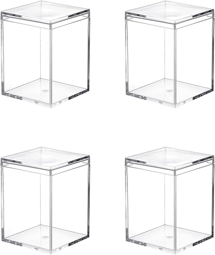 Clear Acrylic Plastic Square Cube, 4 Pack Small Plastic Square Cube ...