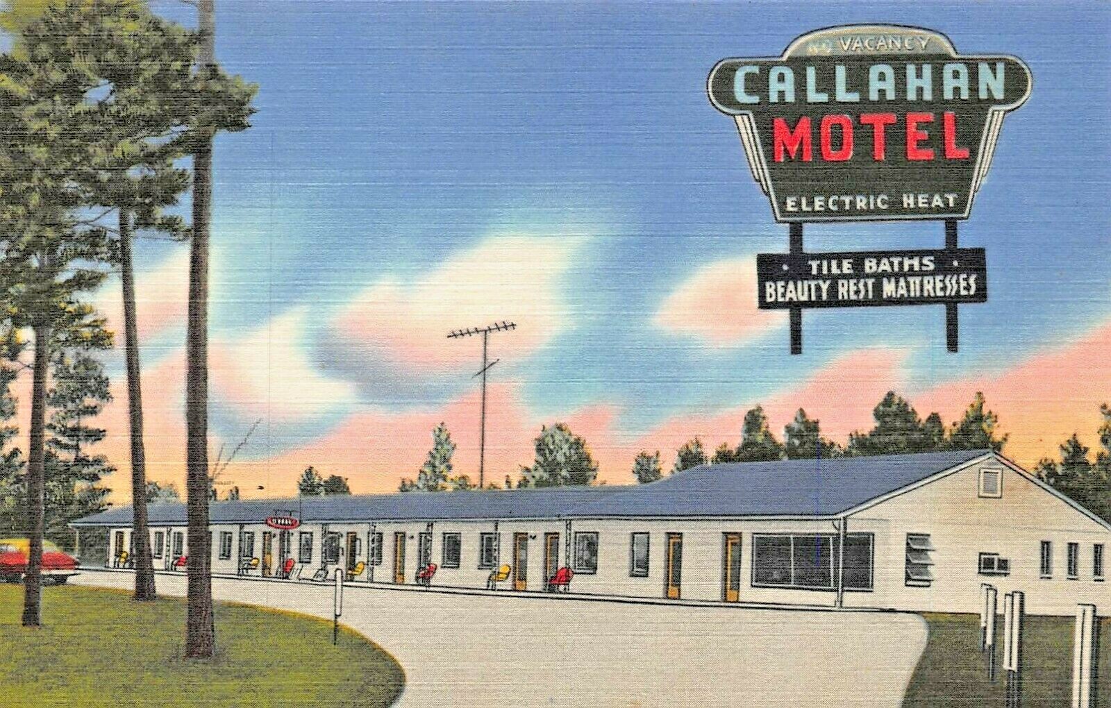 CALLAHAN FLORIDA~MOTEL CALLAHAN-NEON SIGN-U S ROUTES 301,1, & 23~1940s ...