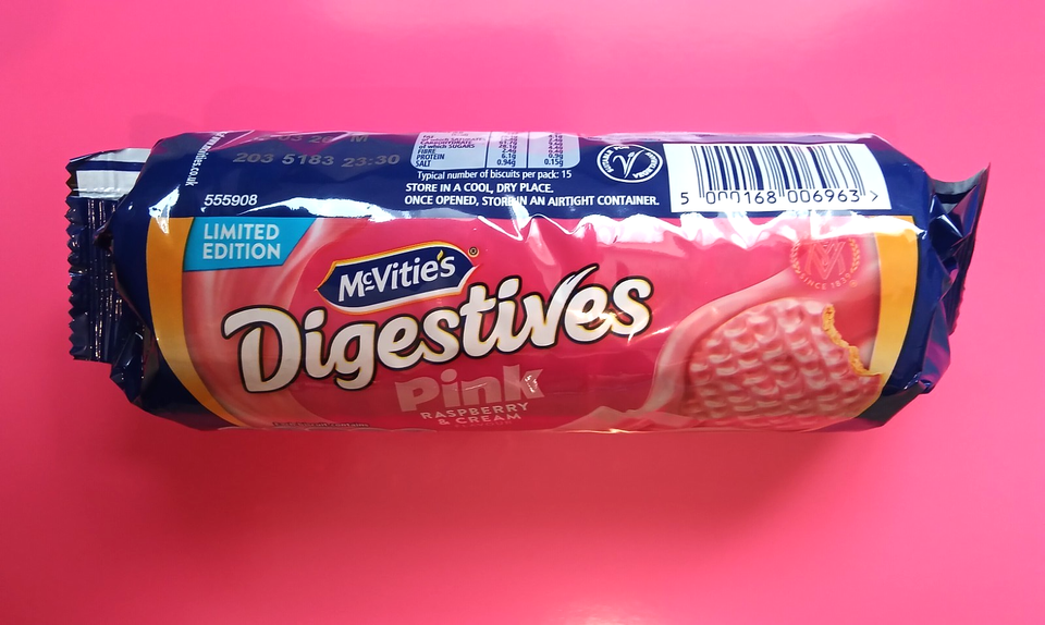 McVitie's Digestives Pink Raspberry & Cream Flavour 232g Pack Limited ...