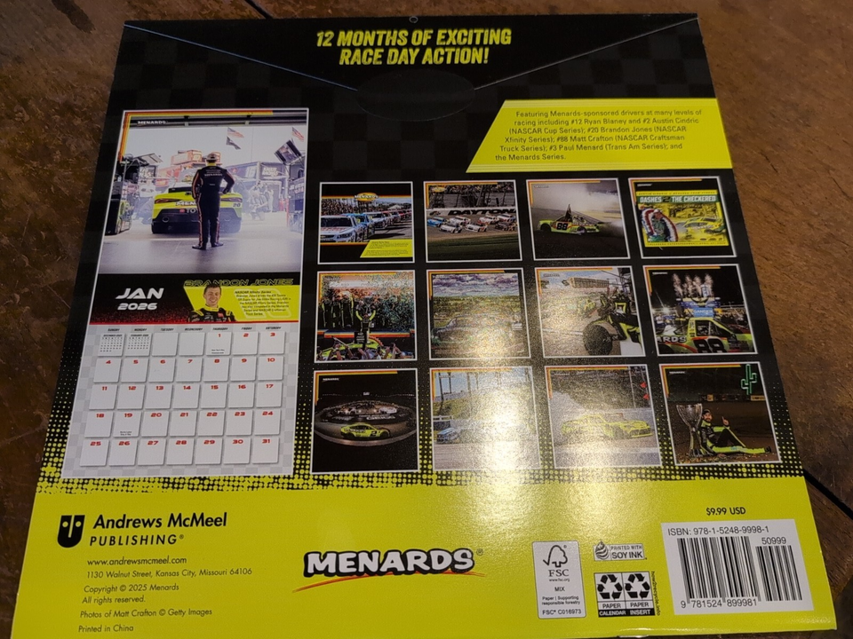 2026 Menards Racing Calendar NASCAR Cup & Trans Am Series , Blaney ...