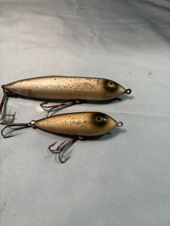 Vintage Pair Early Heddon Zara & Baby Zara Early Gold Eyes Silver Scale ...