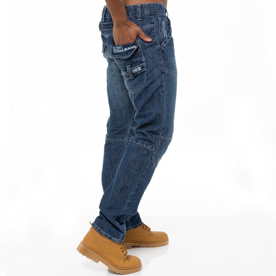 Enzo Mens Jeans Straight Leg Regular Fit Denim Trouser Pants All UK ...
