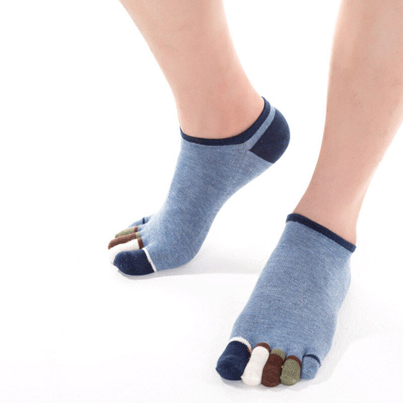 Fashion Men 5 Finger Cotton Ankle Sock Colorful Breathable Toe Sock For ...