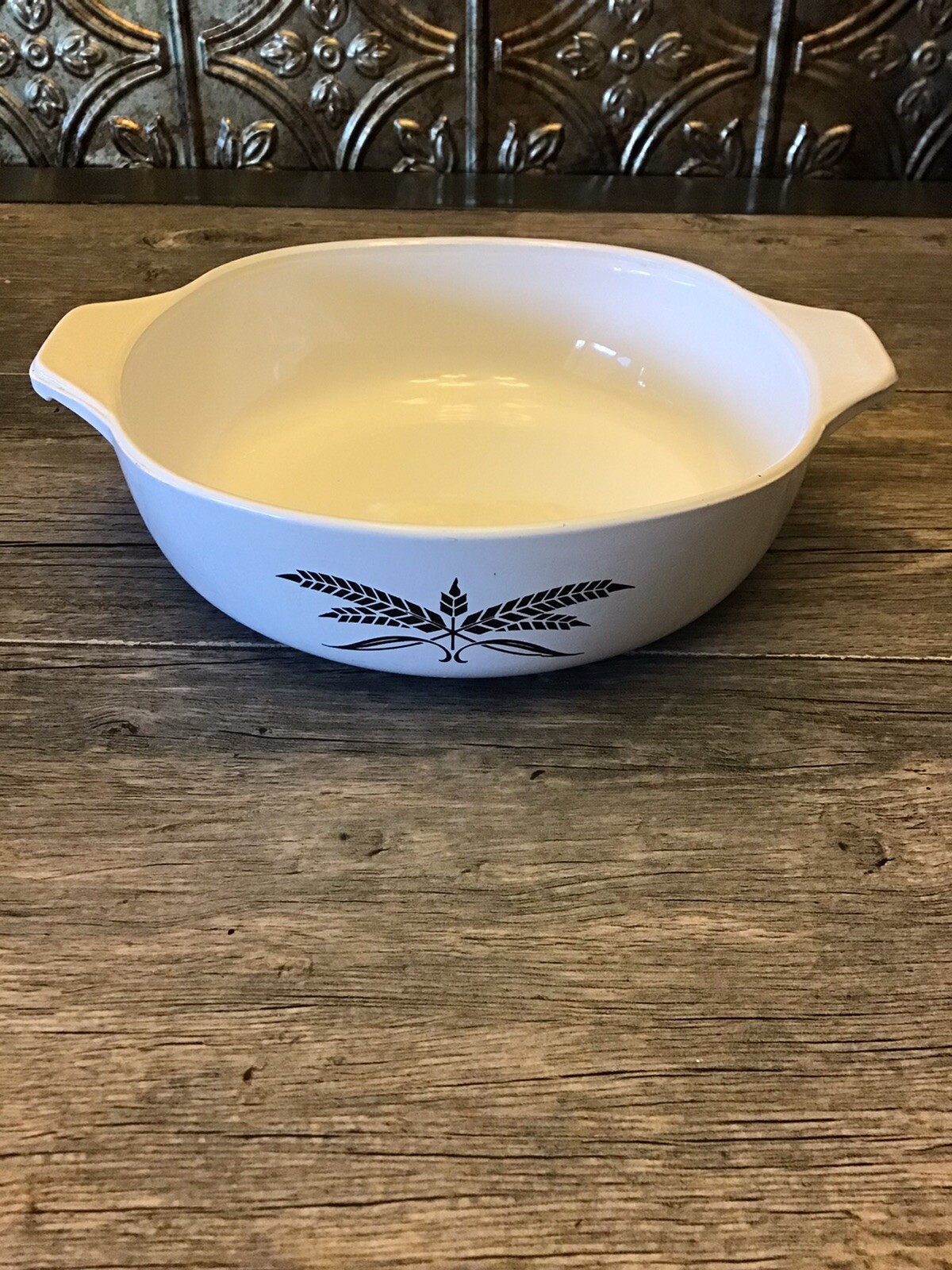 Vintage Anchor Hocking Cookware White With Black Wheat Pattern 7 ...