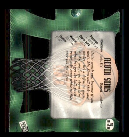 1997-98 Press Pass Net Burners #NB16 Alvin Sims | eBay