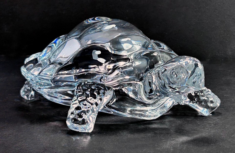 Tortoise Turtle Heavy Clear Crystal Glass Figure Paperweight Decor 7 ...