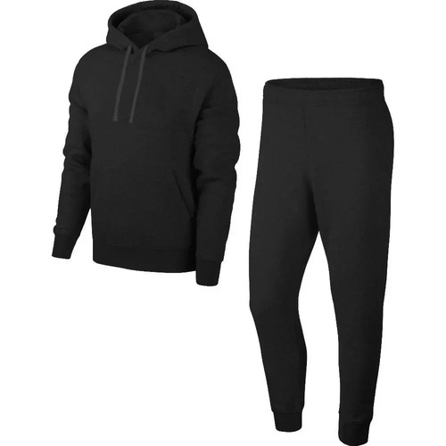 Men Hooded Plain Tracksuit Fleece Ribbed Cuff Sweatshirts Cotton Blend ...