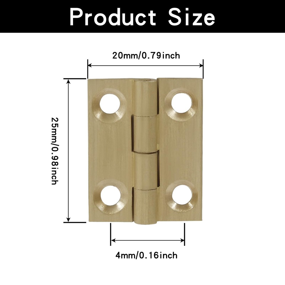 Murtenze 8 Pcs 1 Inch Mini Solid Brass Hinges，Brass Cabinet Hinge Small ...
