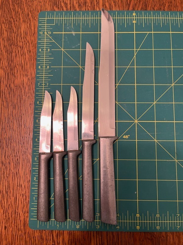 Vintage Lot 5 Aluminum Handle Kitchen Knives Assorted Lengths | eBay