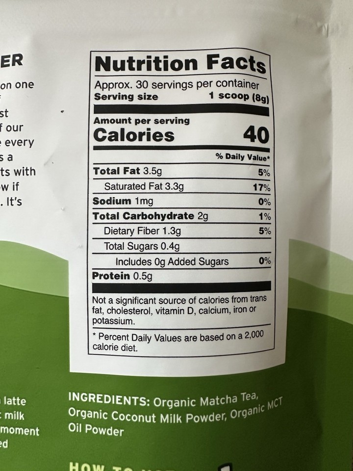 Organic Matcha Latte Powder by Terrasoul Superfoods 8.47oz Bag New ...