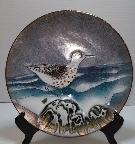 Norman Brumm Enamel on Copper Rare Sandpiper Plate | eBay