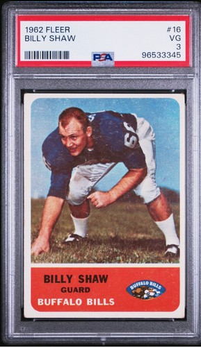 1962 Fleer Set-Break # 16 Billy Shaw Rookie RC Centered PSA 3 Super Low ...