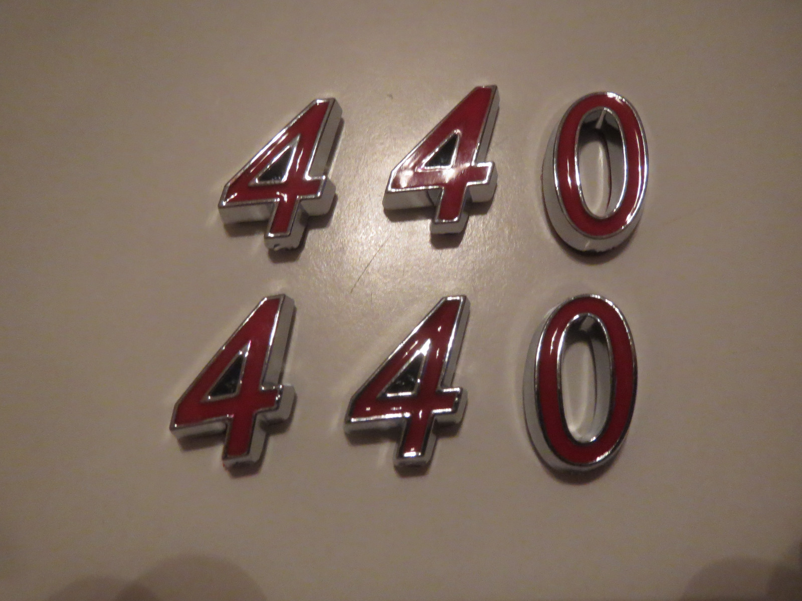 440 Hood Scoop Fender Trunk Engine ID Emblems Set Red | Fits Dodge Plymouth