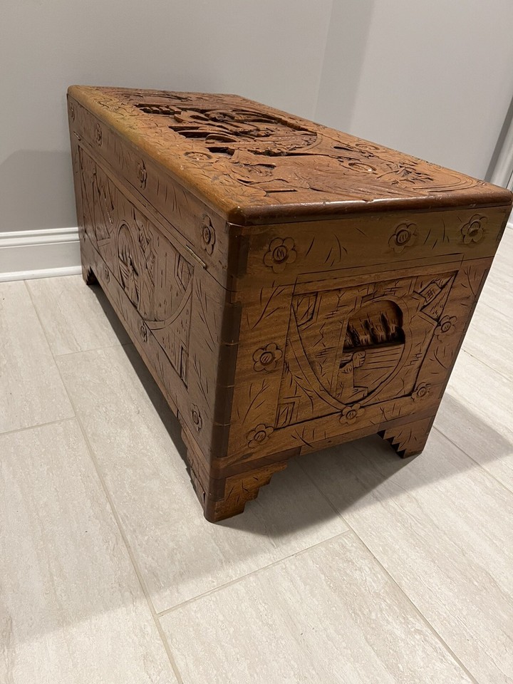 vintage hand carved chinese trunk | eBay
