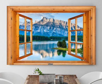Window View Mountain Lake 07 Deco Dream Print Vacation POSTER / CANVAS ...