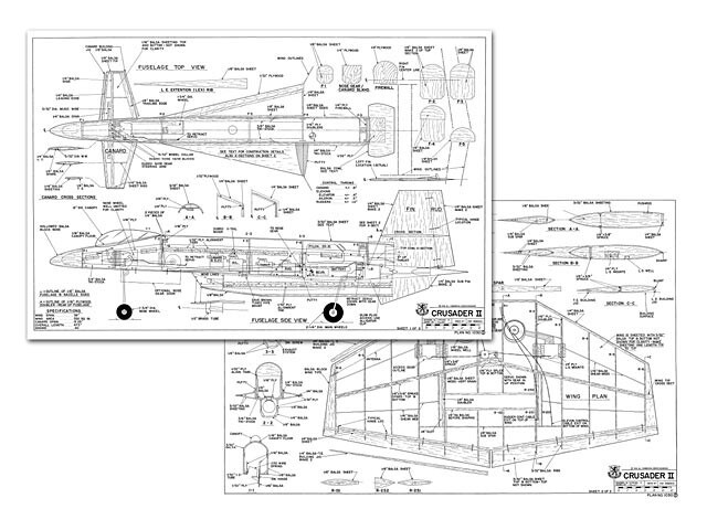 Crusader II Sport Canard 38" Wingspan RC Model Airplane Printed Plans ...