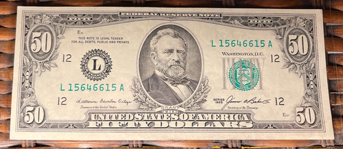 1985 $50 Fifty Dollar Bill - Federal Reserve - Note - Currency - SMALL ...