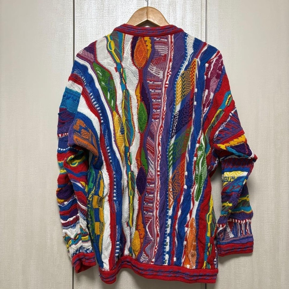 COOGI sweater 3D knit 100% Cotton Size L Men's Multicolor Body width ...
